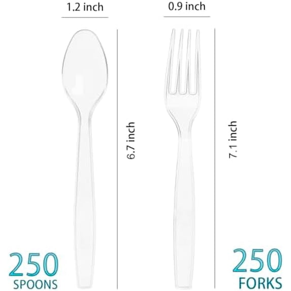 500 Count Plastic Silverware, Heavy Weight Plastic Forks Spoons ...