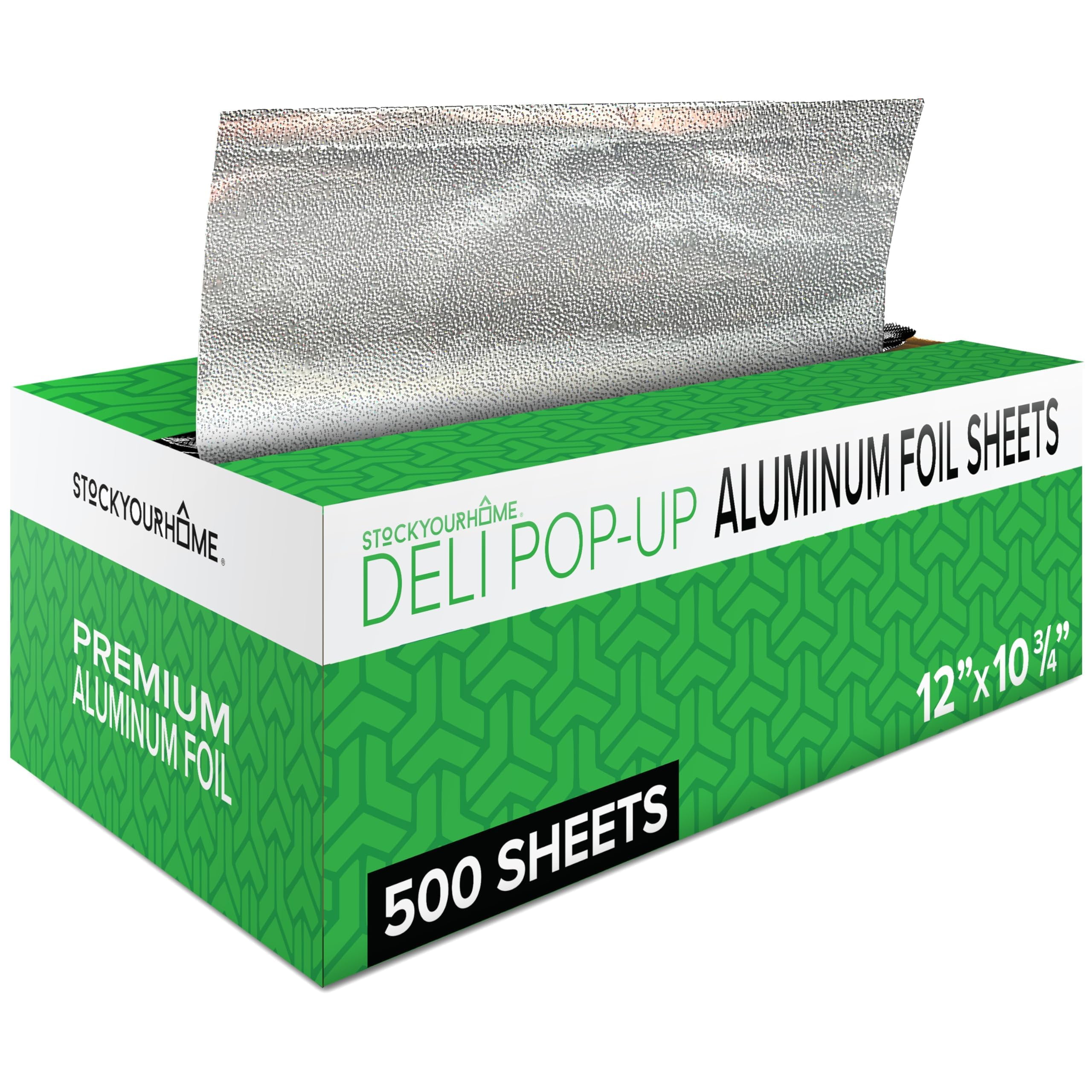 500 Count Pre-Cut Deli TSF6 Aluminum Foil Sheets, 12” Heavy Duty Pop Up ...