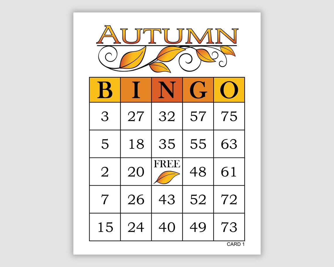 500 Cozy Autumn Bingo Game Cards, Printable , Fun Fall Party Game ...