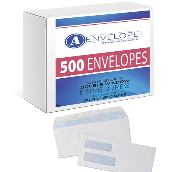 500 Double Window Security Gummed Check Envelopes - Compatible for ...