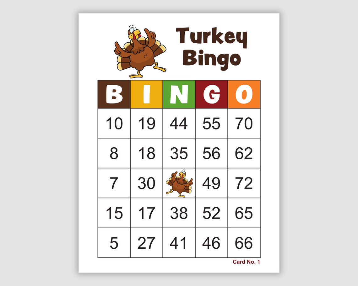 500 Festive Turkey Bingo Game Cards, Printable Fun Harvest Season Bingo ...