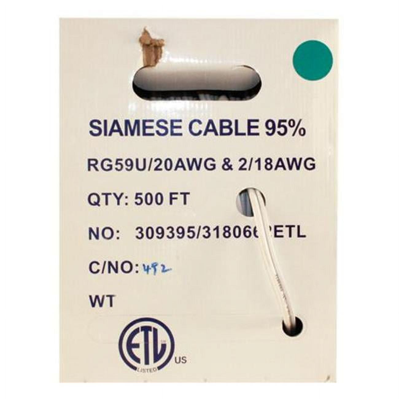 500 Foot Siamese Rg59 Cable White - Walmart.com