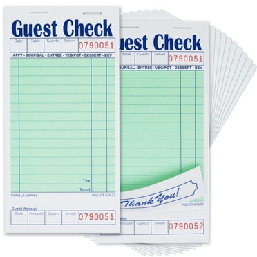 [250 Sheets] 3 Part Carbonless Guest Check Pads - Tan and White ...