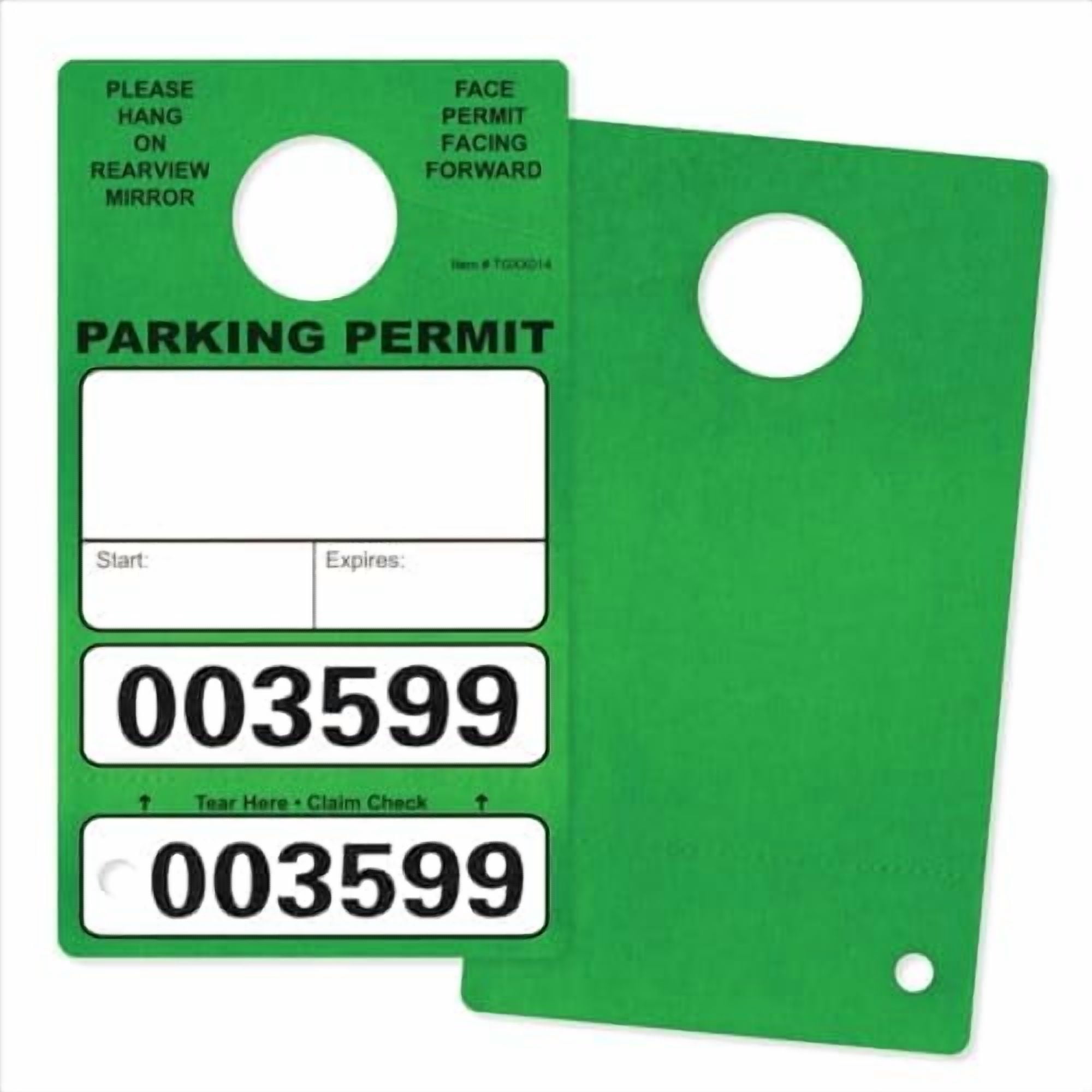 500 Green Parking Permit Hang Tags – Rear View Mirror Car Tags with ...