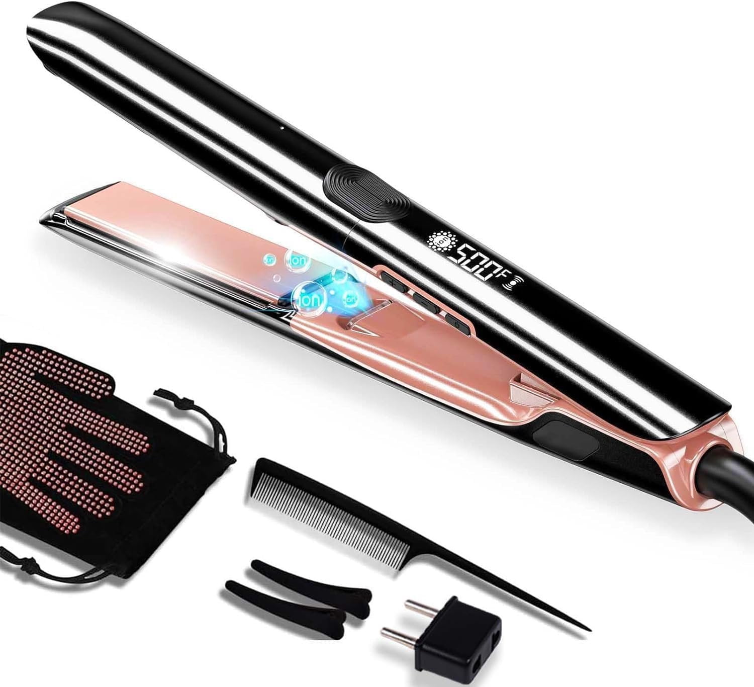 500 High Temp Professional Hair ,30s Heating Ceramic Flat Iron ,2 in 1 ...