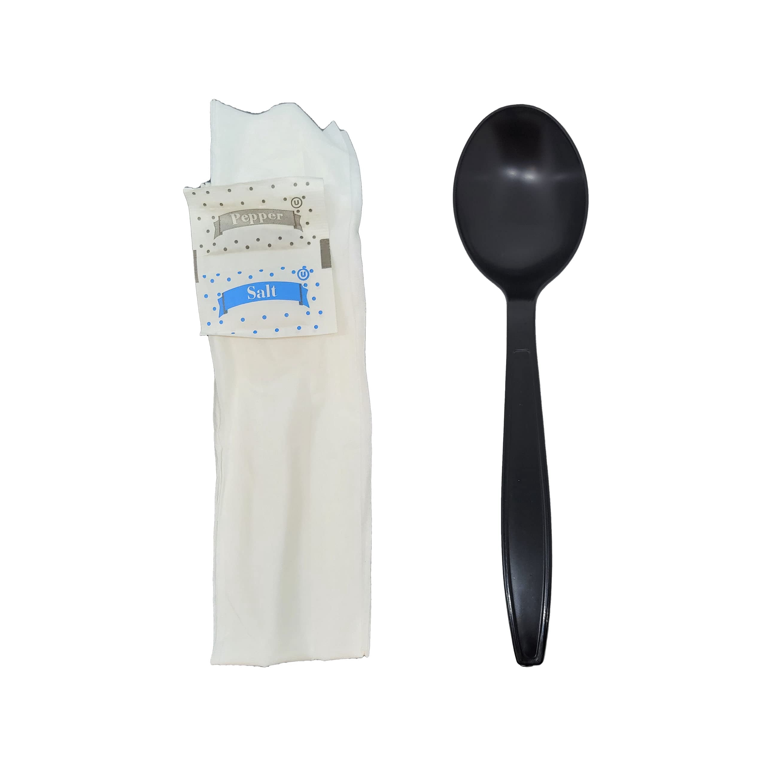 500-Count Disposable Plastic Soup Spoon Kits with Napkin & Salt/Pepper ...