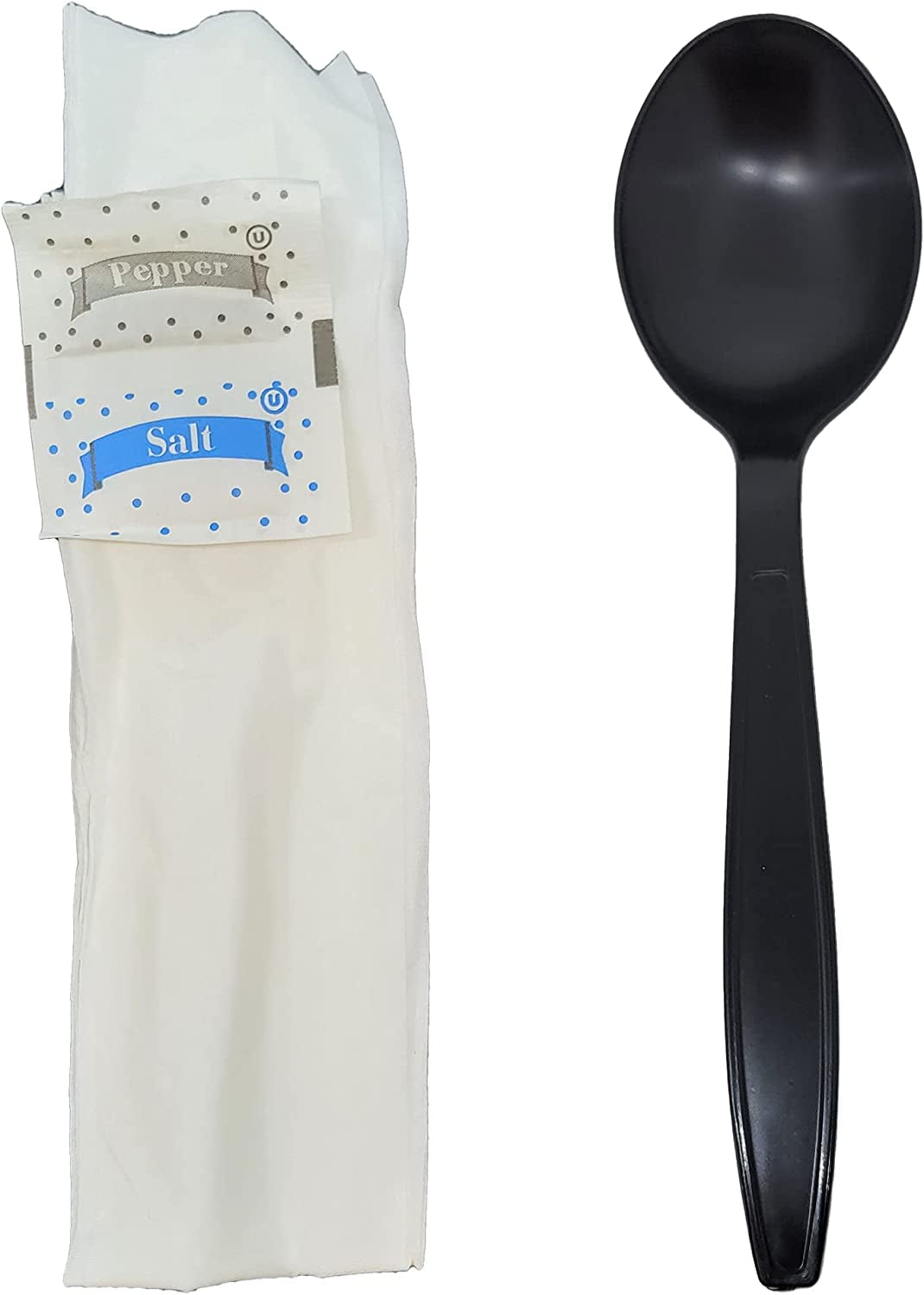500 Kits Disposable Plastic Soup Spoon with Napkin and Salt/pepper ...
