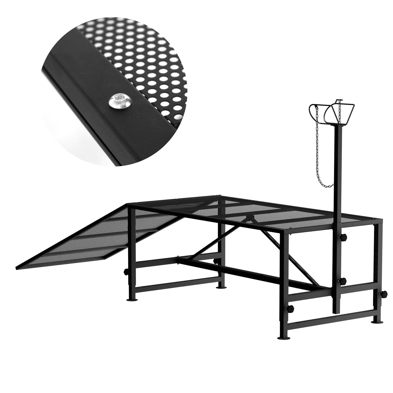 500 LBS Capacity 47x23" Metal Goat Trimming Stand with Ramp, Adjustable ...