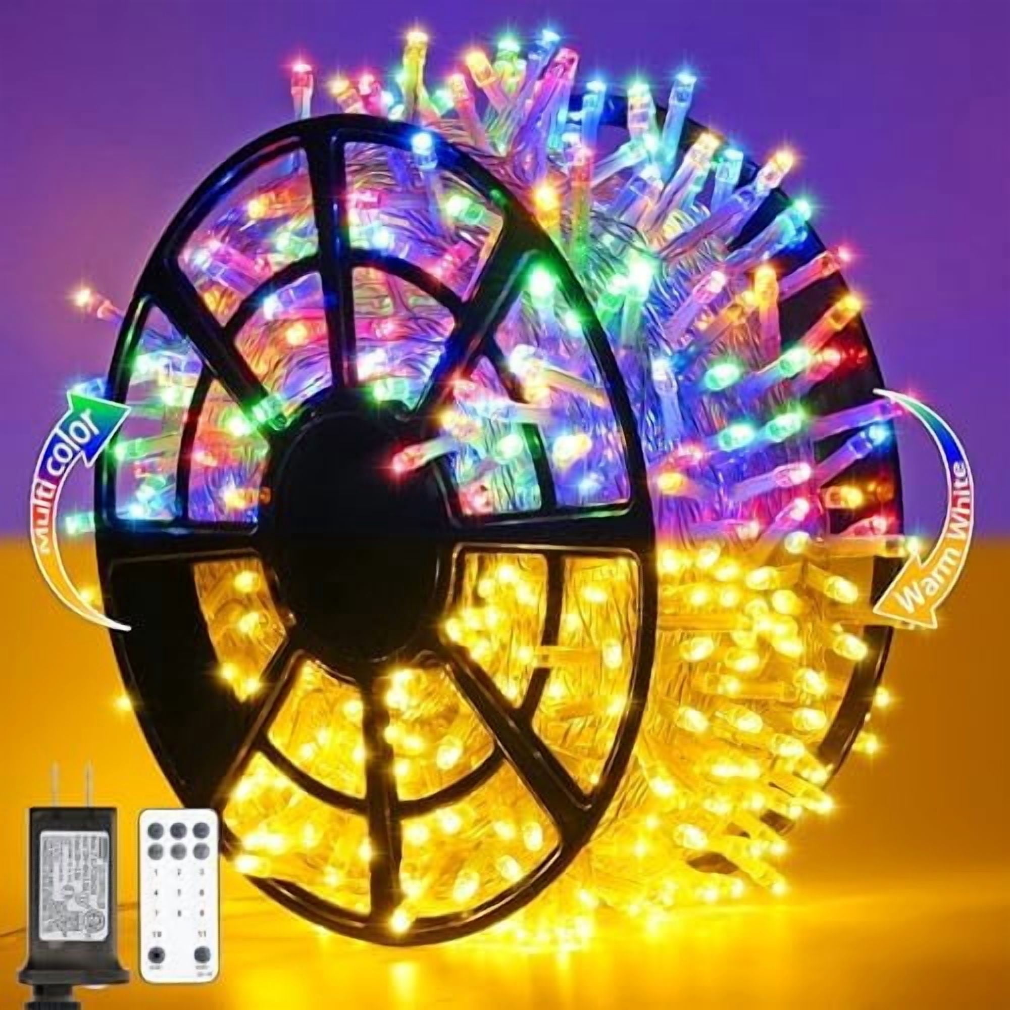 500 LED Color Changing Christmas Lights, 163FT Warm White & Multicolor ...
