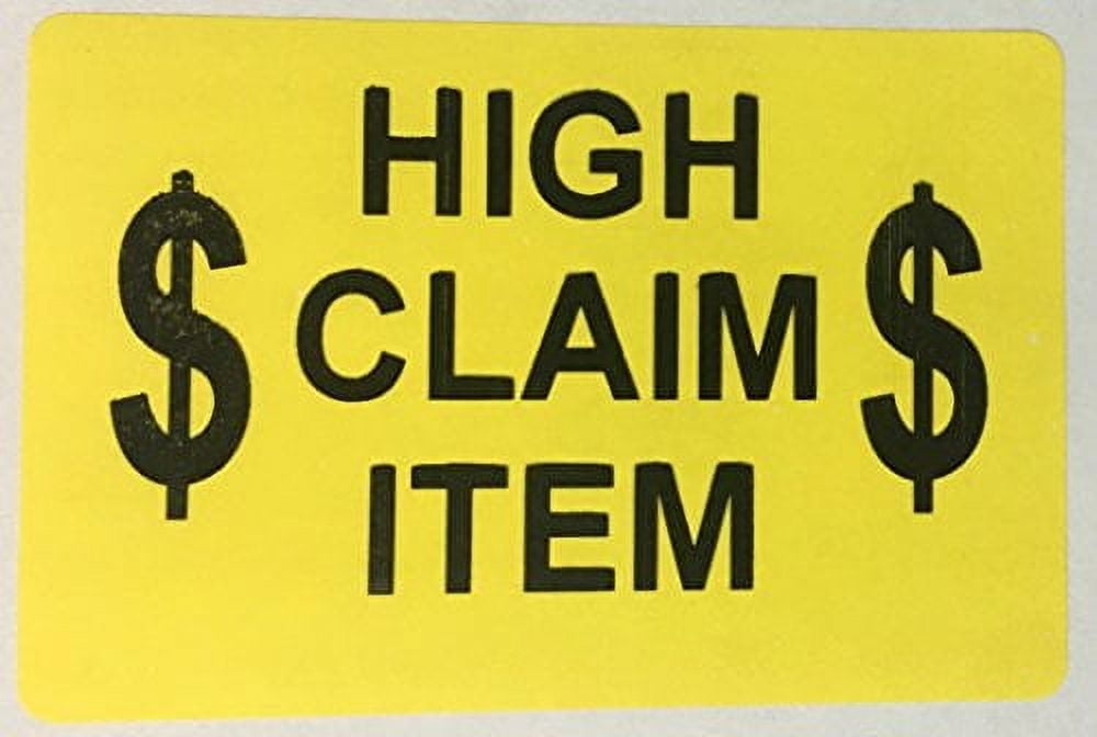 500 Labels 3-1/2" x 2-3/8" Yellow $ HIGH Claim Item $ Label/Shipping ...