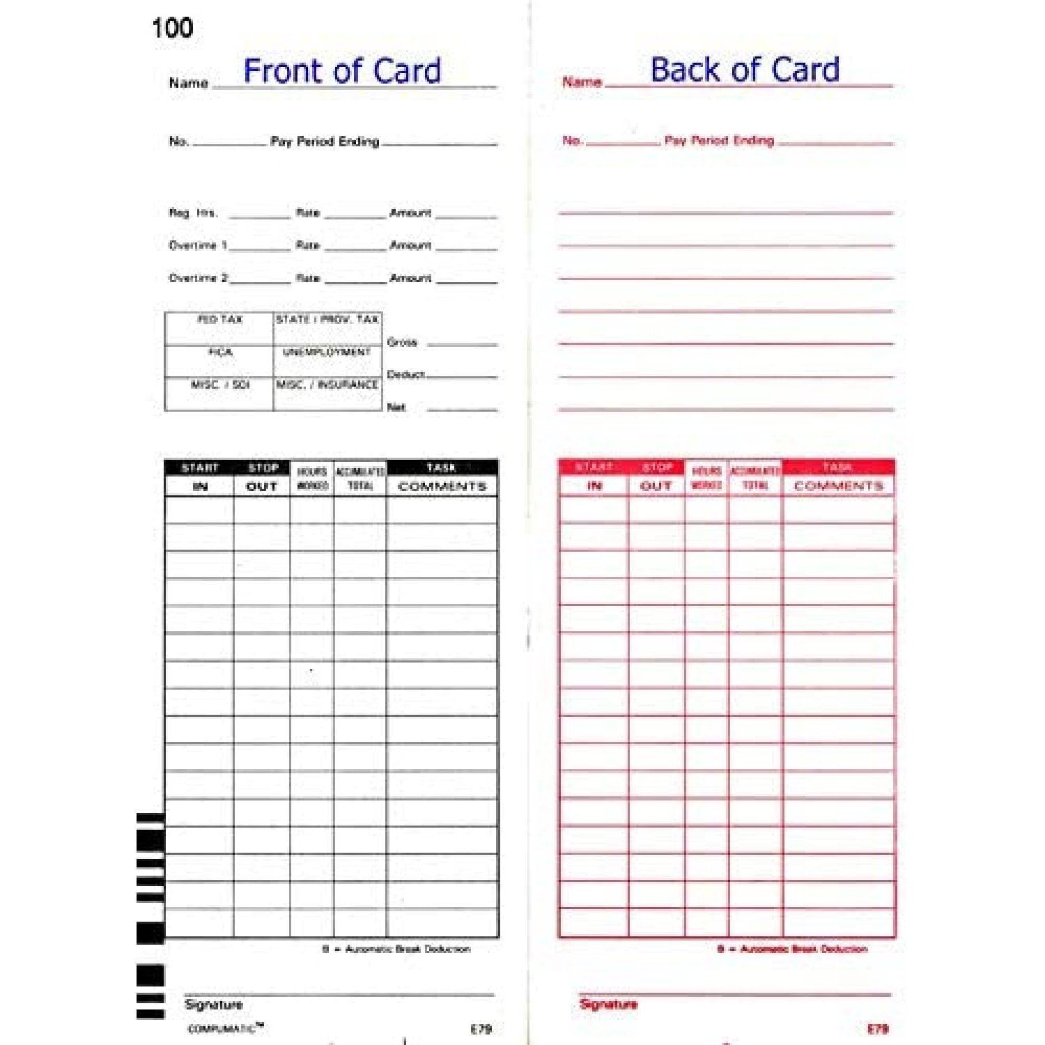 500 Lathem 7000E 7500E E79 Time Cards, 3.375 Inches Wide, 9 Inches Long ...