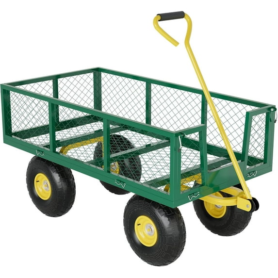 500 Lbs Garden Wagon, 2-in-1 Heavy-Duty Steel Garden Cart, with 10 Inch ...