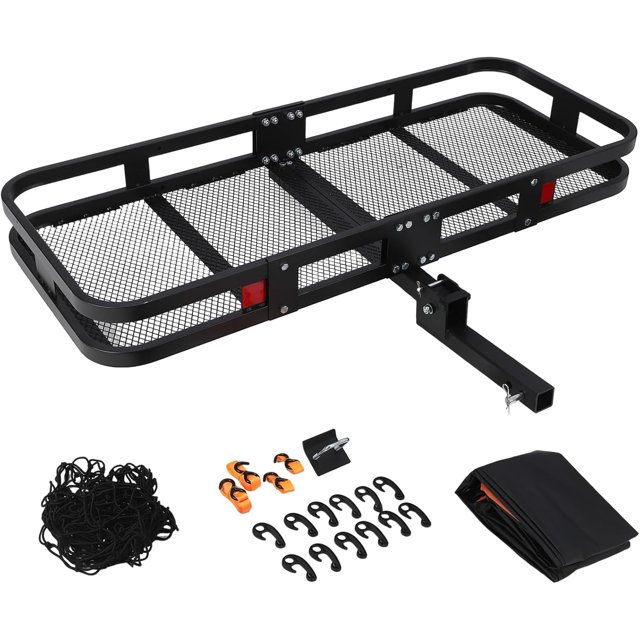 500 Lbs Heavy Duty Foldable Trailer Hitch Cargo Carrier，60" x 24" x 6 ...