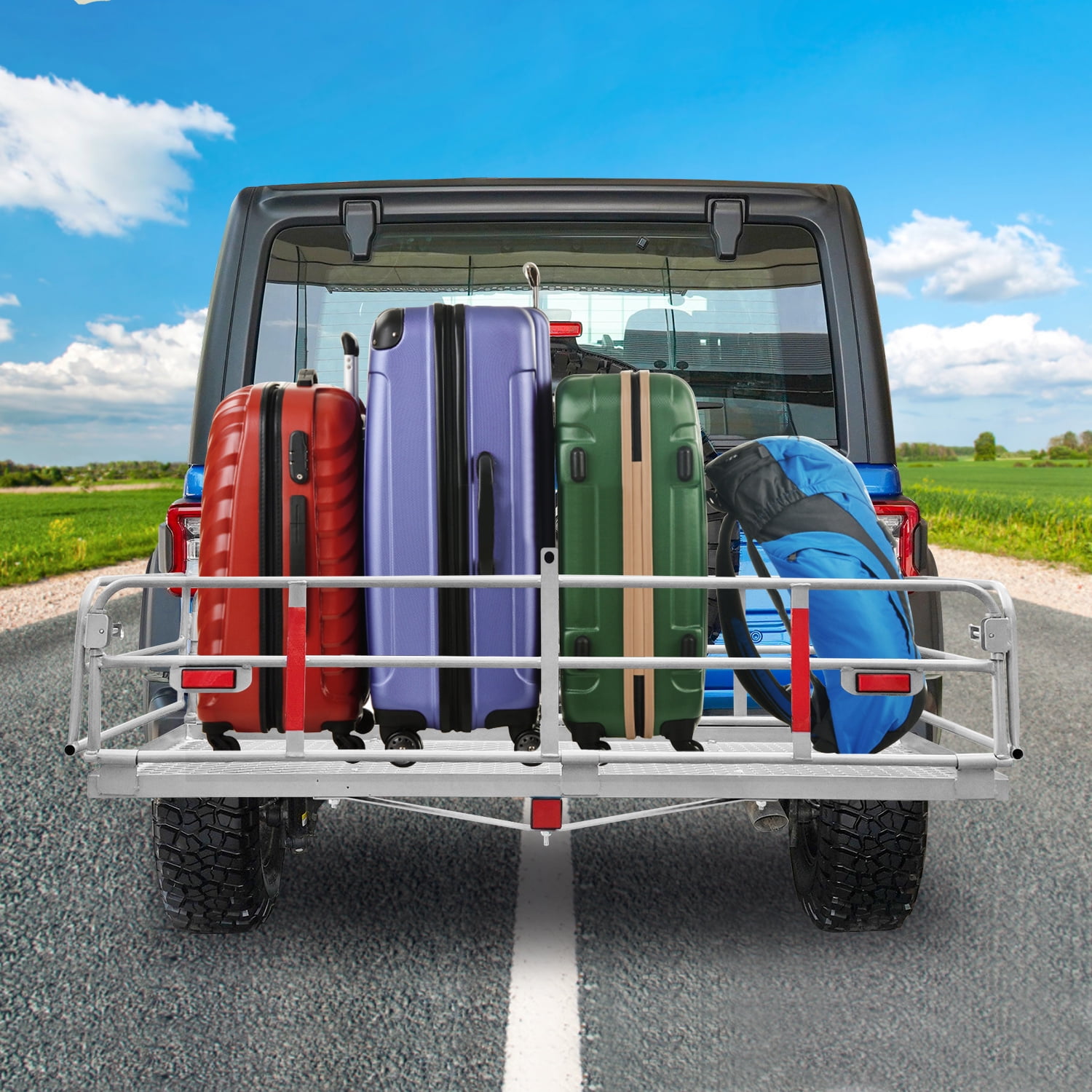 500 Lbs Heavy Duty Hitch Mount Cargo Carrier 60" x 24" x 14.4" Folding ...