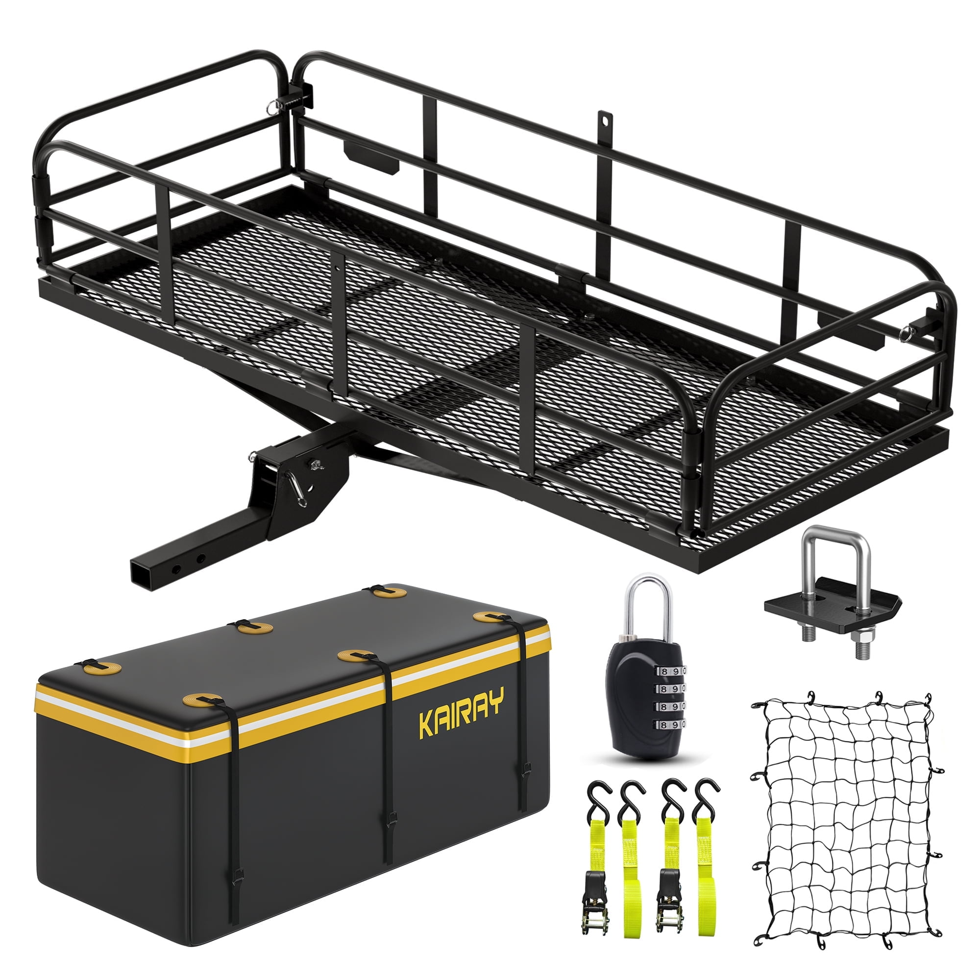 500 Lbs Heavy Duty Hitch Mount Cargo Carrier 60"x24"x14.4" Folding Rear ...