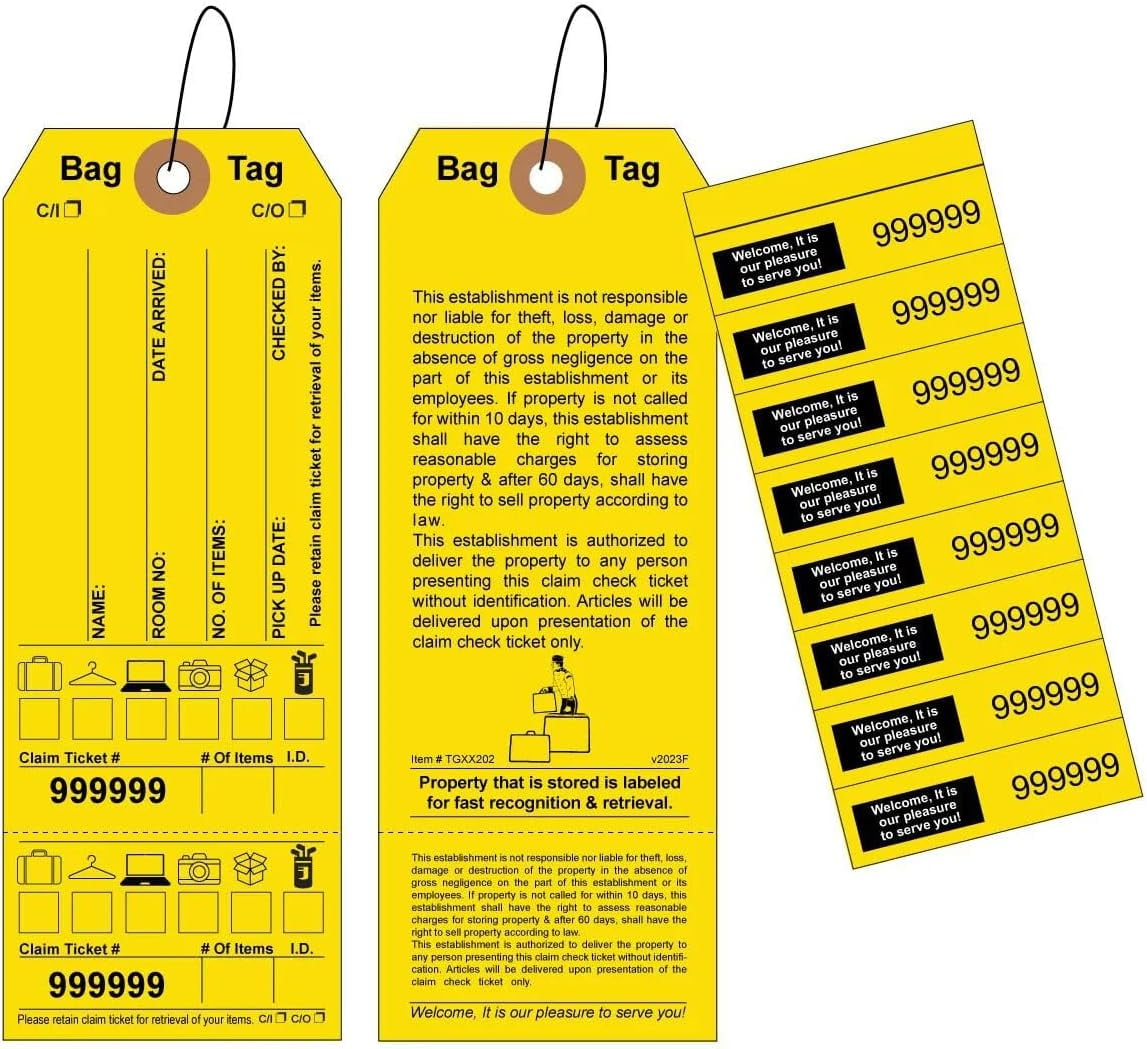 500 Luggage Claim Tags with String Attached, Consecutively Numbered ...