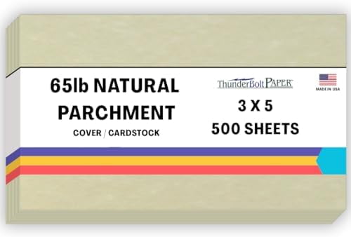 500 Natural Parchment 65lb Cover Paper Sheets 3 X 5 Inches Cardstock ...