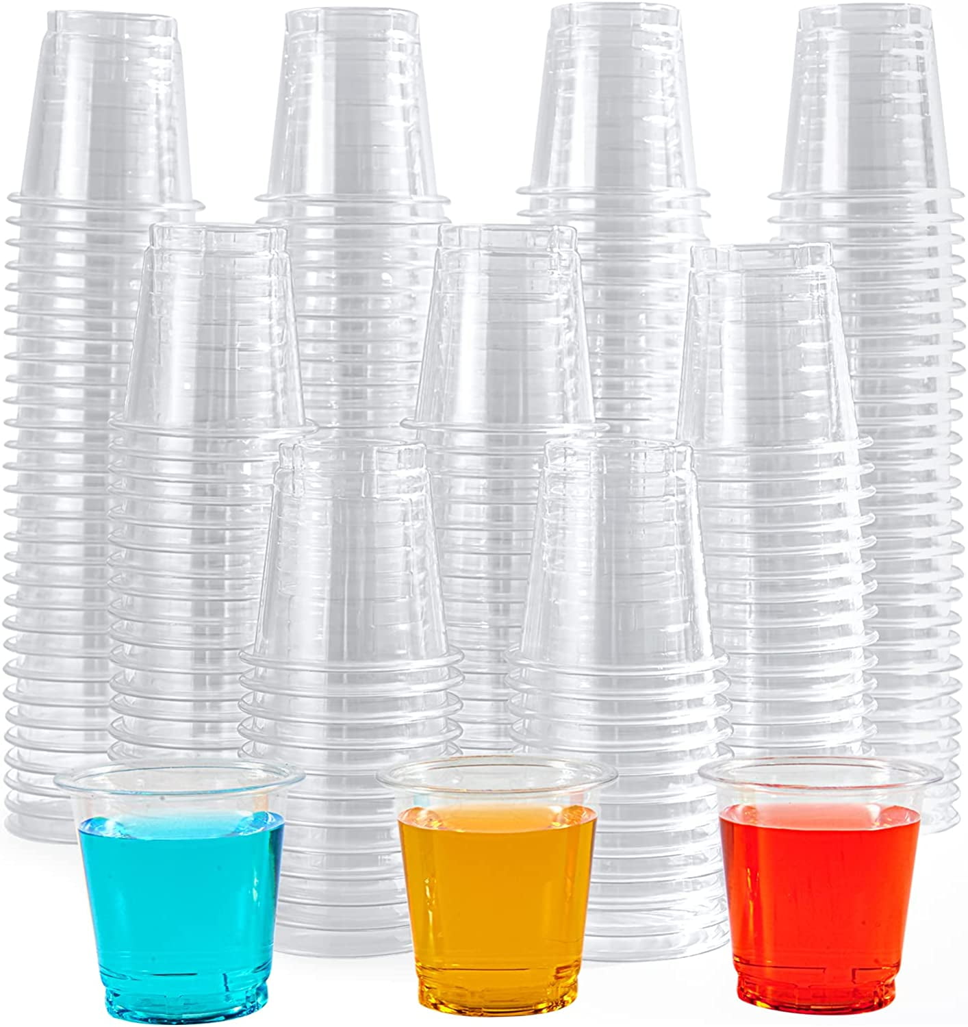 500 PACK 2 oz Plastic Shot Glasses, 2 Ounce Clear Disposable Party Cups ...