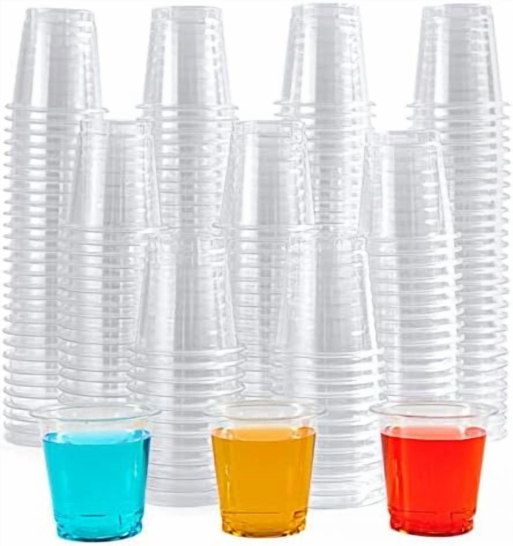 500 PACK 2 oz Plastic Shot Glasses, 2 Ounce Clear Disposable Party Cups ...