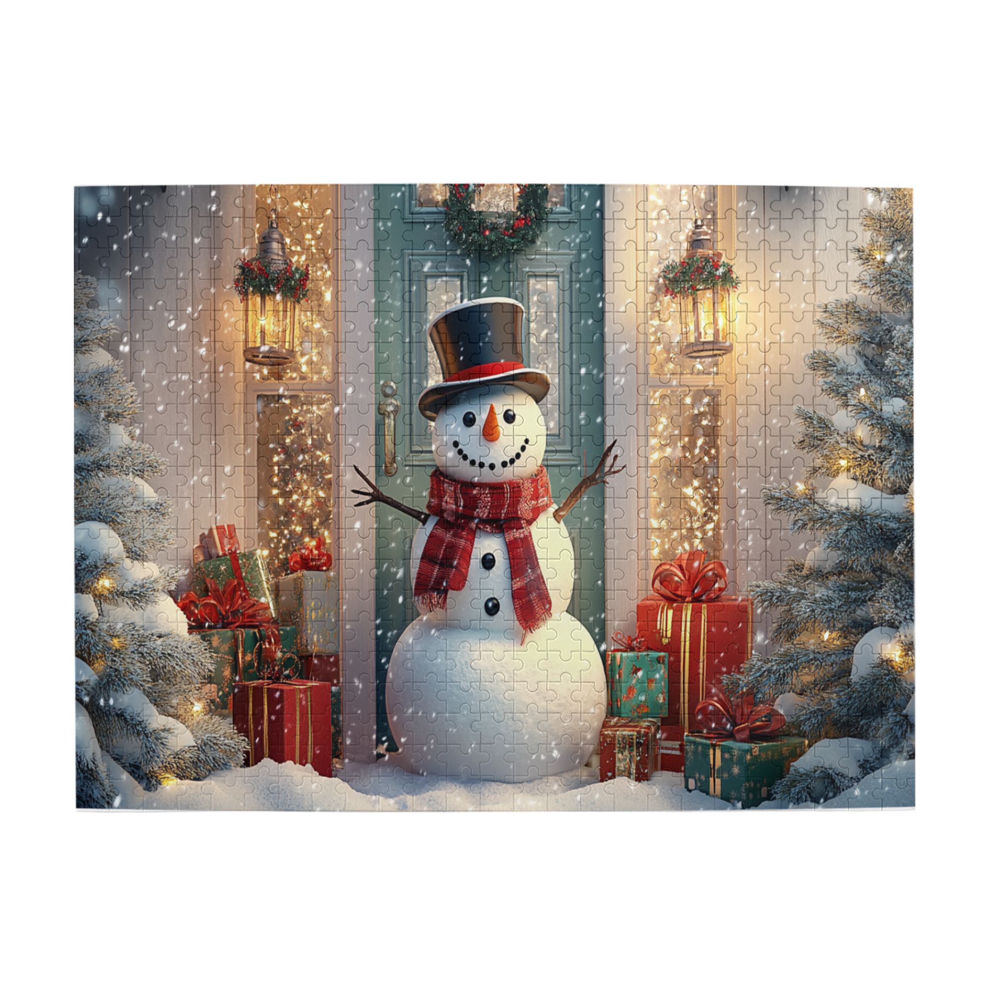 500 PCS 500 Piece Wooden Puzzles Snowman At The Entrance,Stress ...