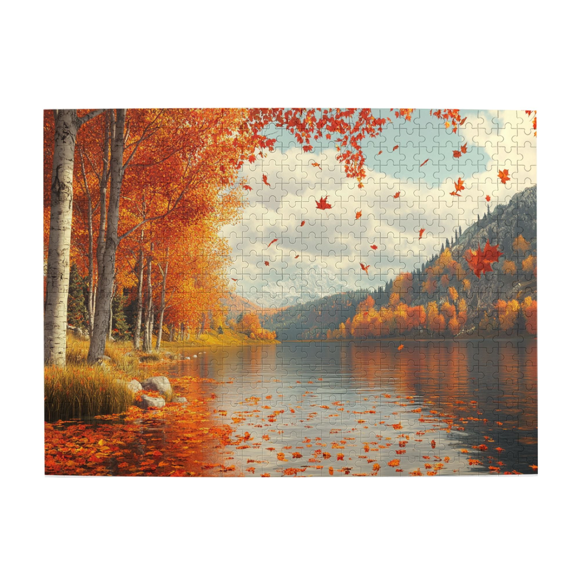 500 PCS Autumn Lake Art Scenery Photography Wooden Puzzles 500 Piece ...