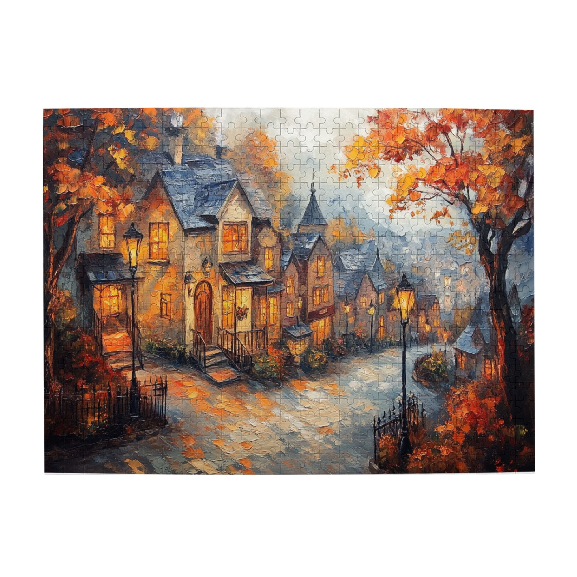 500 PCS Autumn Town Streets 500 Piece Oil Painting Jigsaw Puzzles,Great ...