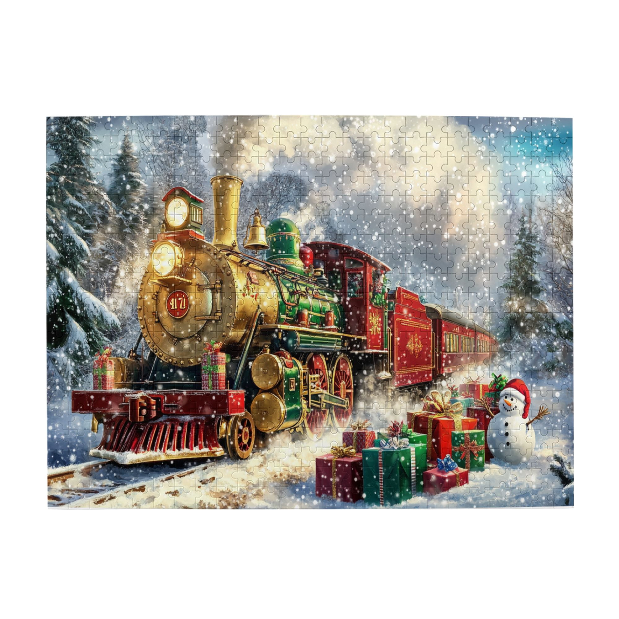 500 PCS Beautiful Christmas Train & Gift 500 Piece Puzzle For Adults ...
