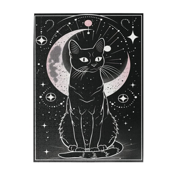 500 PCS Black Cat & Moon - 500 Piece Whimsical Jigsaw Puzzles,Brain ...