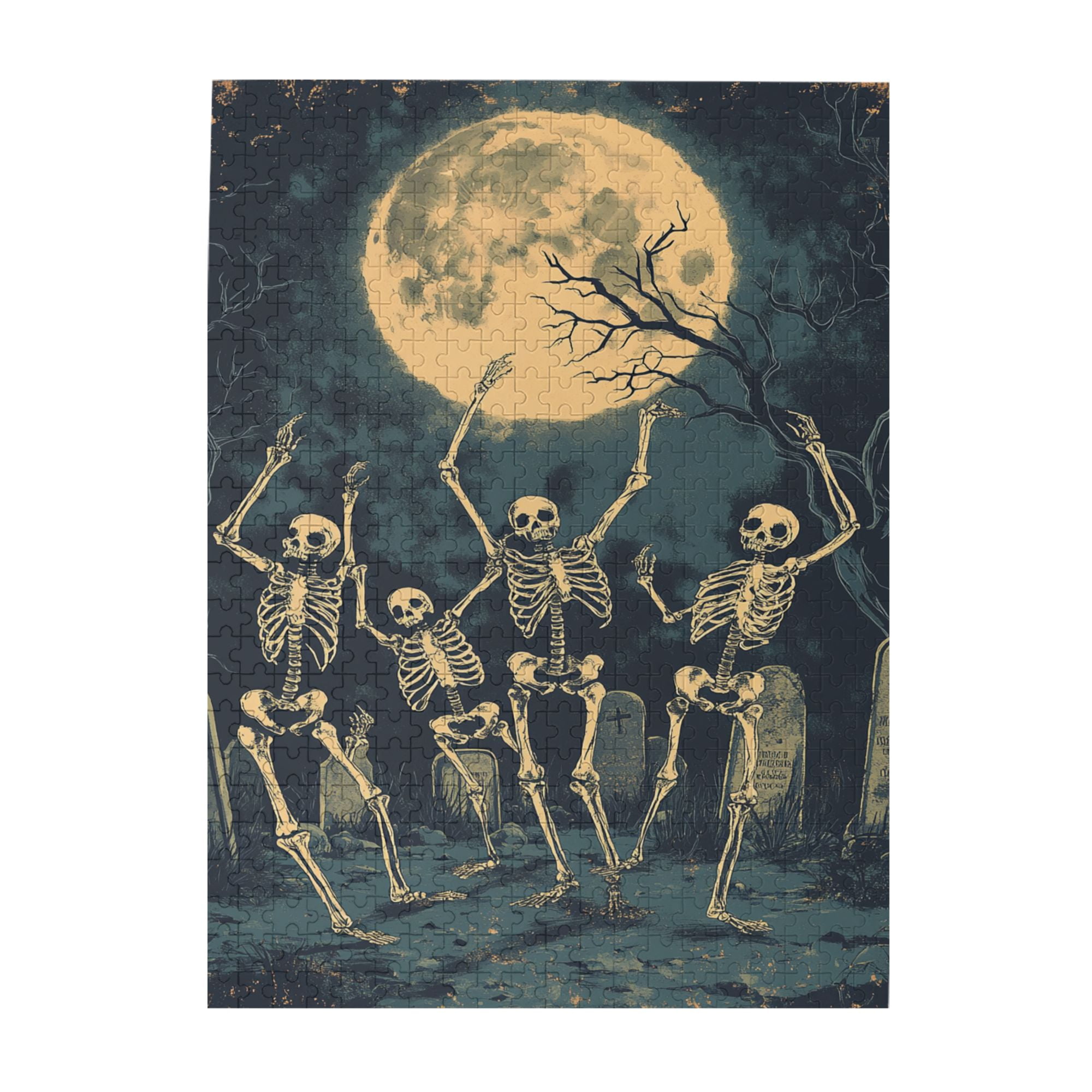 500 PCS Cemetery Dancing Skeleton - 500 Piece Vibrant Wooden Jigsaw ...