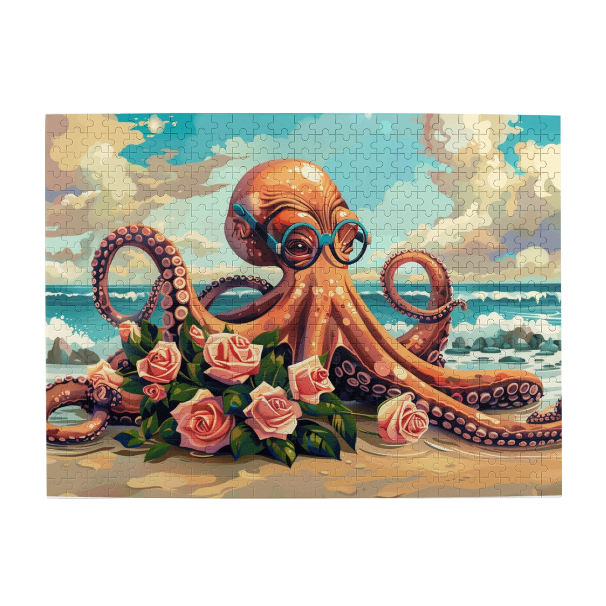 500 PCS Charm squid & Rose 500 Piece Wooden Puzzle,Stunningly Vibrant ...