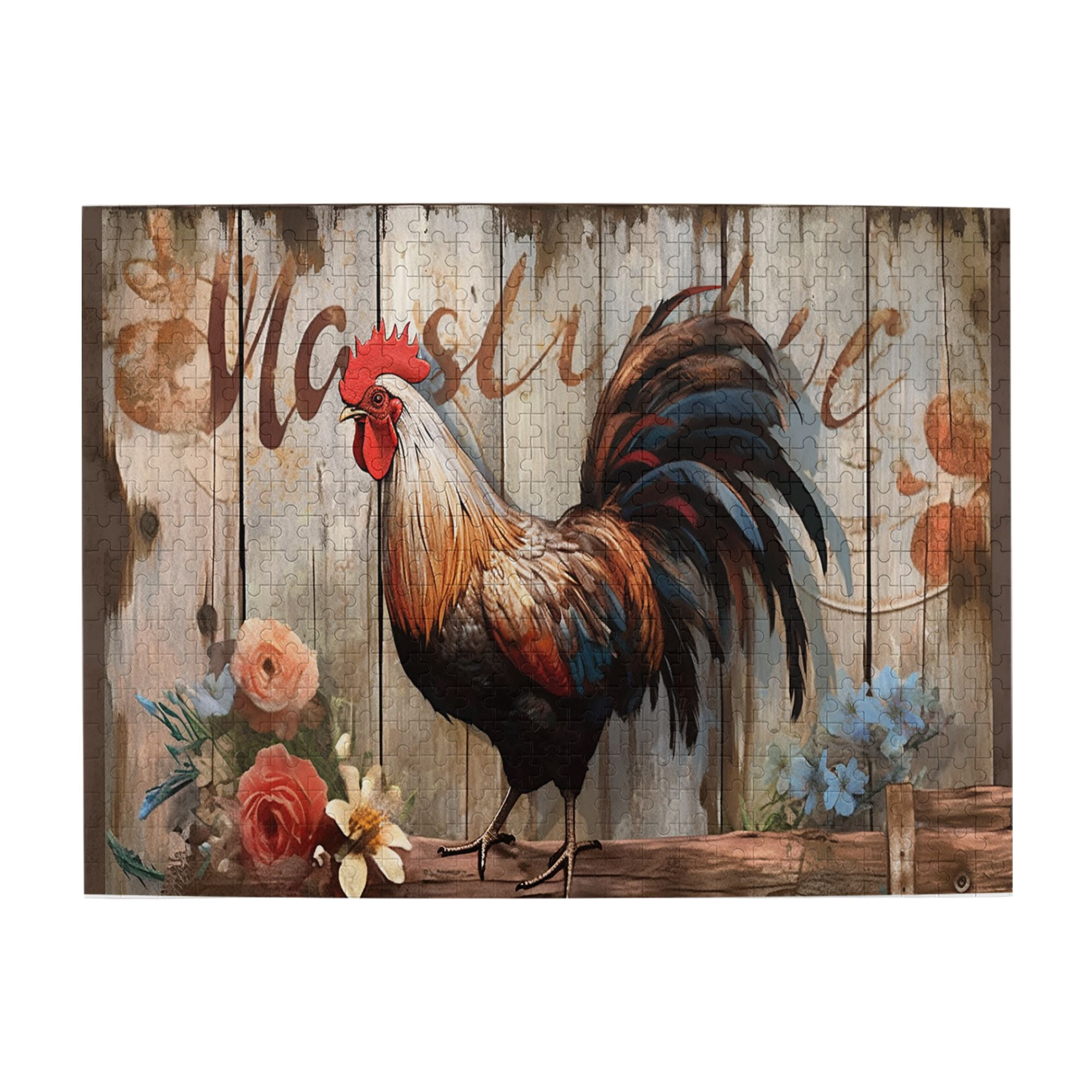 500 PCS Charming Fence Rooster 500 Piece Vibrant Jigsaw,Stress ...