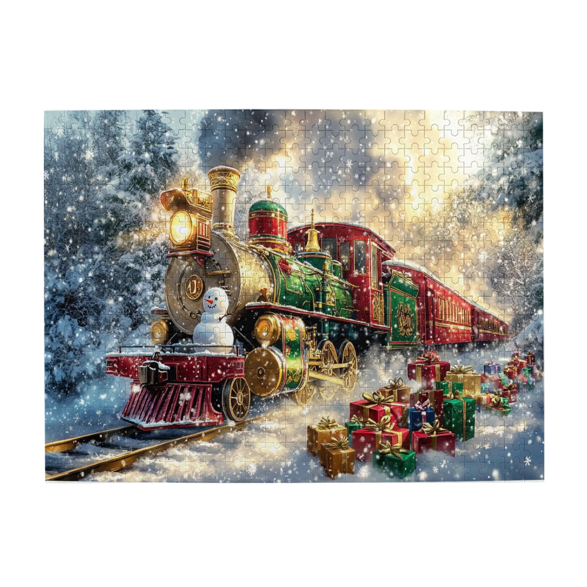500 PCS Christmas Train & Snowman Wooden Puzzles For Adults 500 Pieces ...
