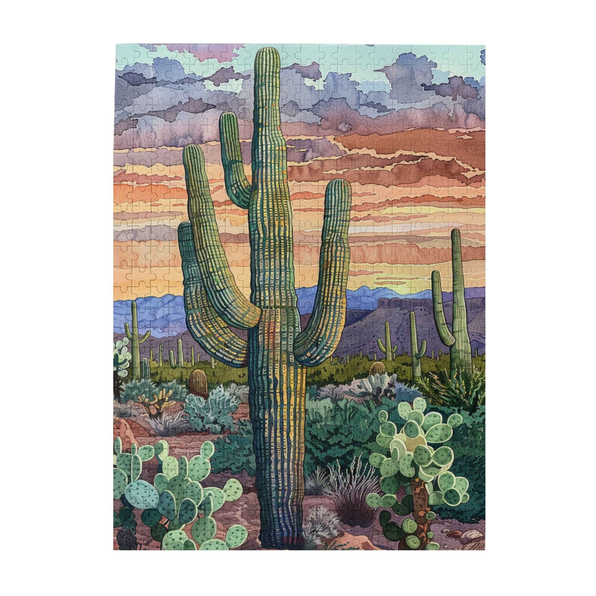 500 PCS Desert Cactus 500 Piece Puzzle For Adults,Unique Artwork For ...