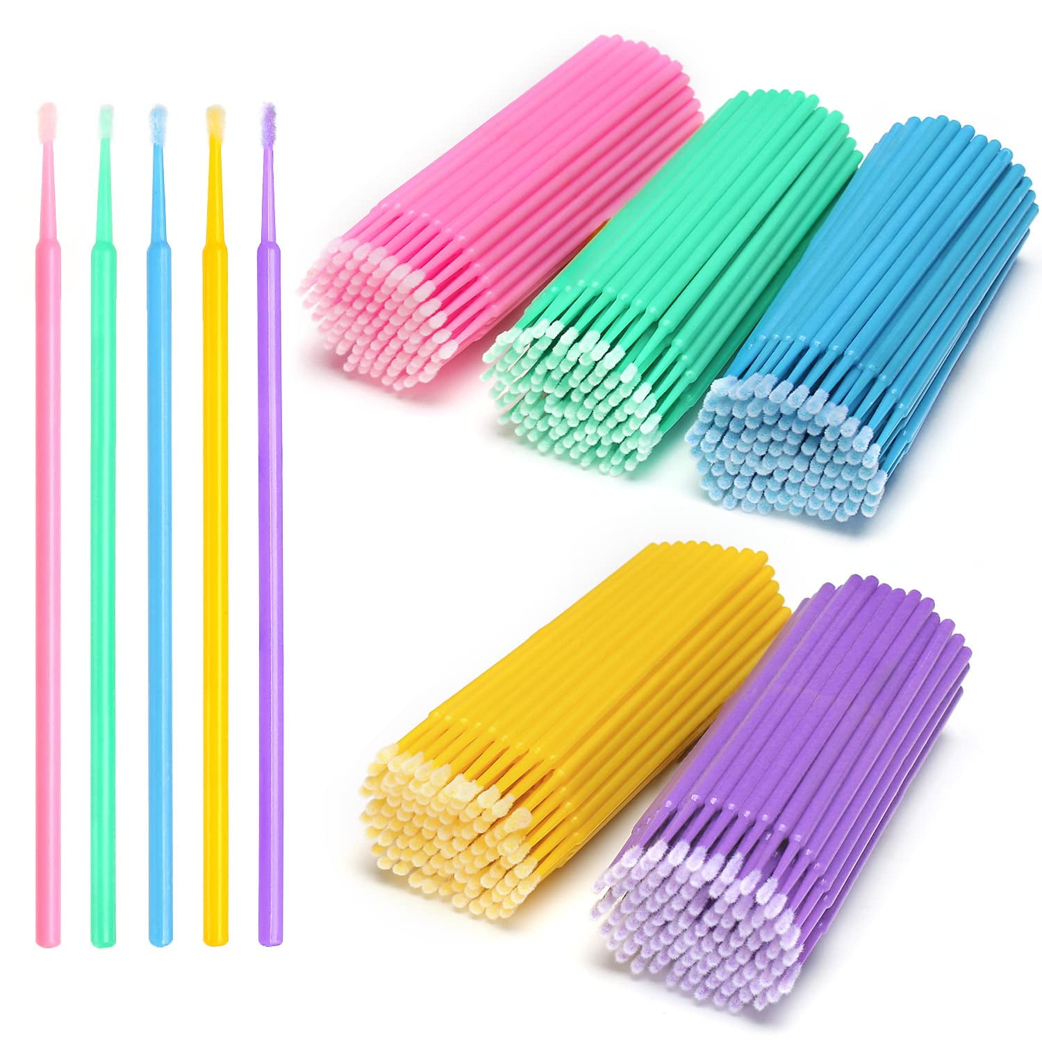 500 PCS Disposable Micro Applicators Brush Eyelash Extension Individual ...