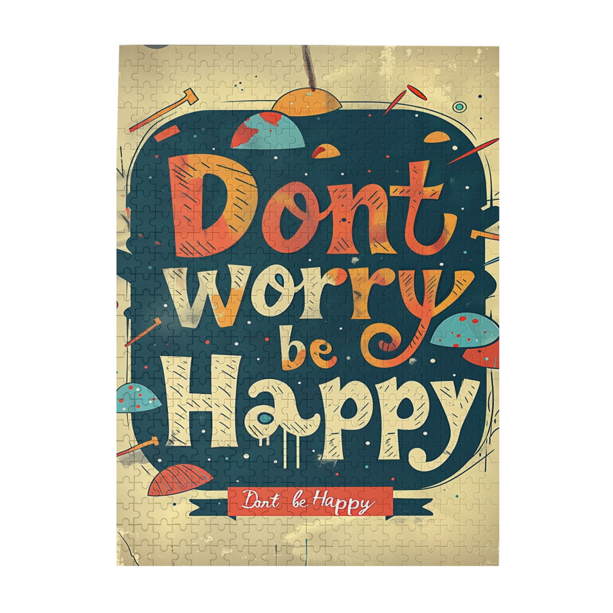500 PCS Dont Worry Be Happy Slogan Colorful Graffiti Jigsaw Puzzles 500 ...