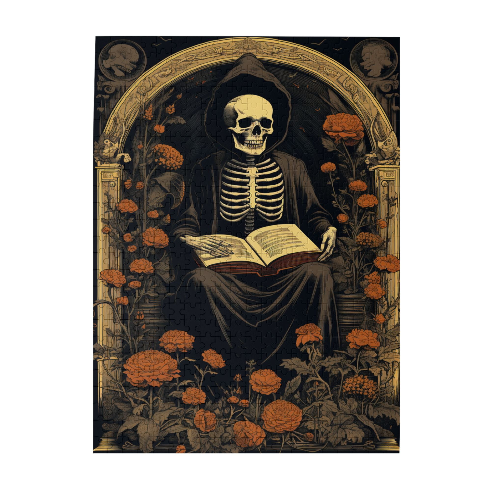500 PCS Fun Skeleton Reading Time 500 Piece Wooden Jigsaw Puzzles ...