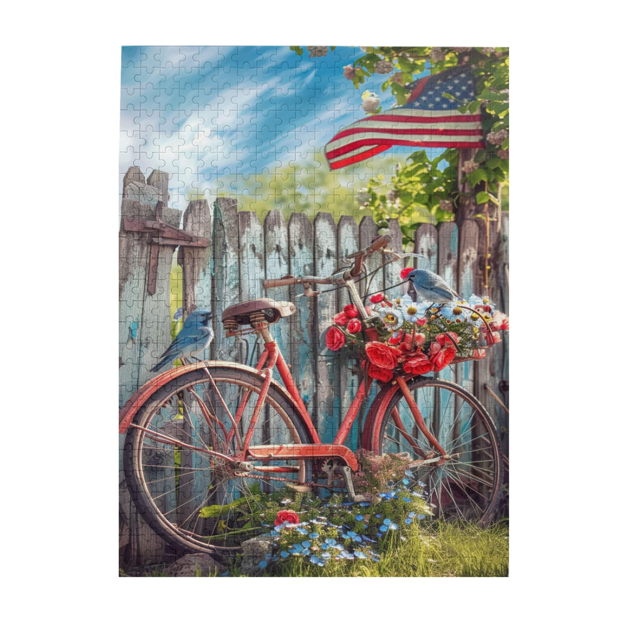 500 PCS Garden Bike & Star Spangled Banner Wooden Puzzles 500 Piece ...