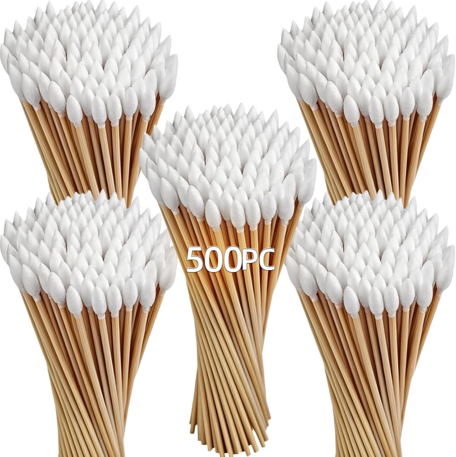 500 PCS Gun Cleaning Swabs with Upgraded Sturdy 6" Long Bamboo Sticks ...