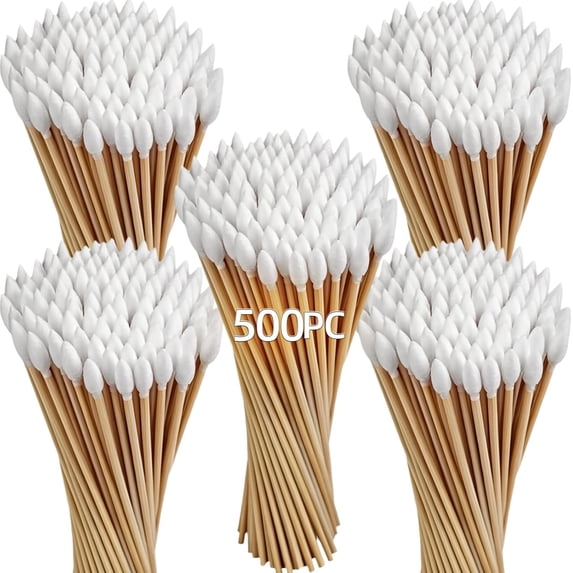 500 PCS Gun Cleaning Swabs with Upgraded Sturdy 6" Long Bamboo Sticks ...