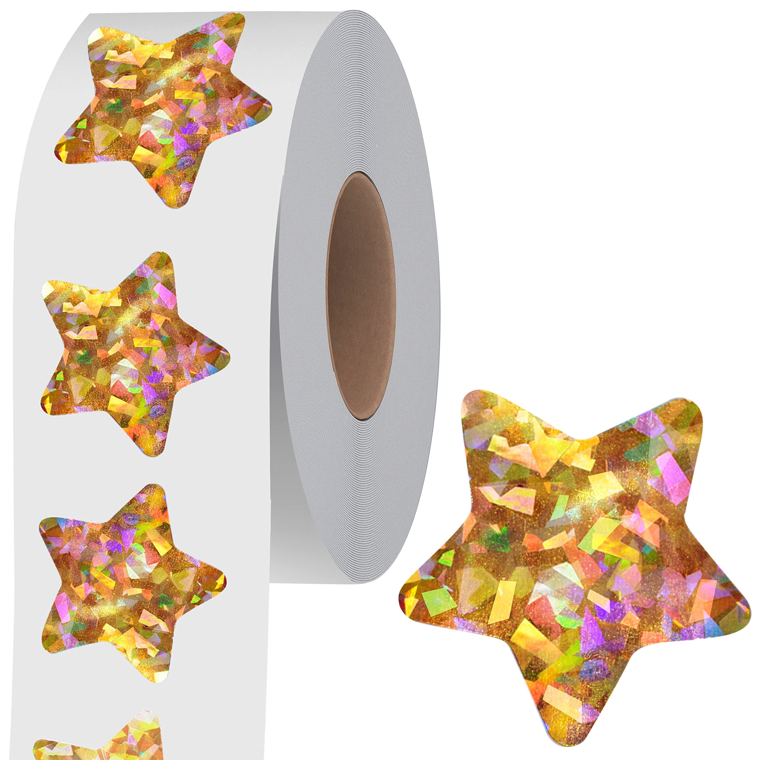 500 PCS Holographic Gold Star Stickers, Self Adhesive Metallic Glitter ...