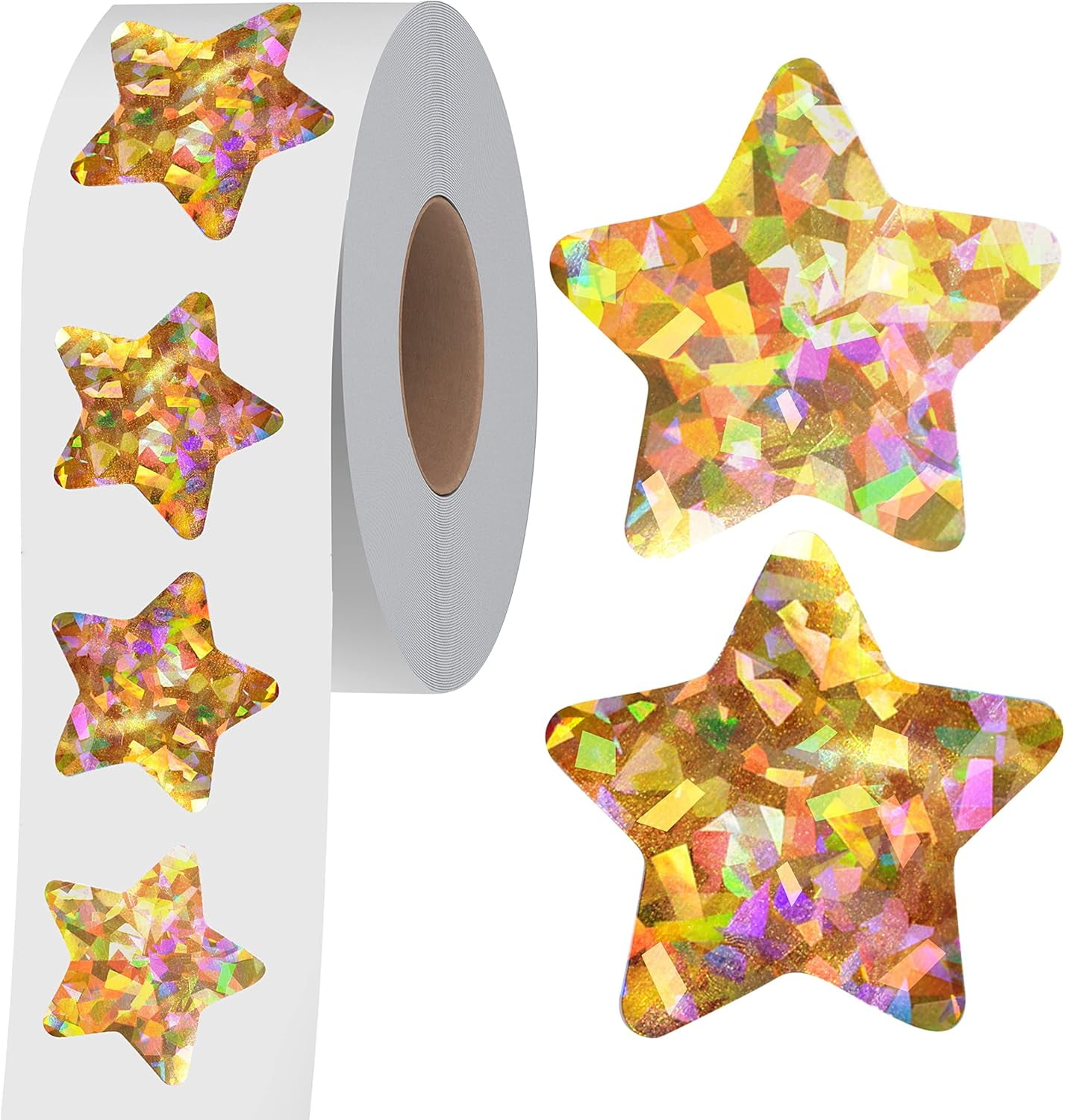 500 PCS Holographic Silvery Star Stickers, Self-Adhesive Metallic ...