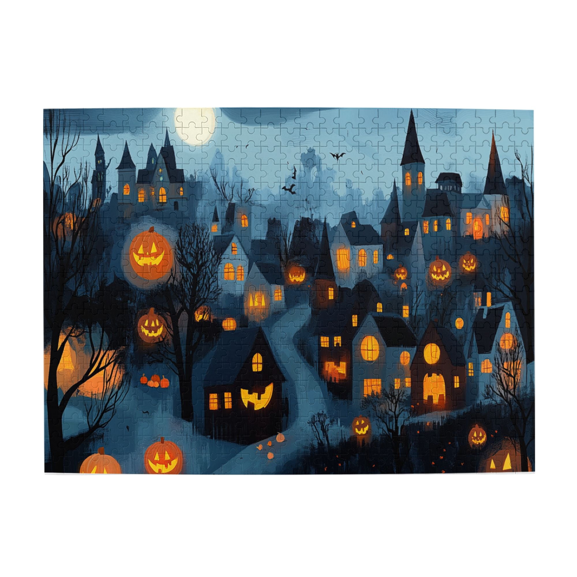 500 PCS Horror Pumpkin Lantern Village Wooden Puzzles 500 Piece,Unique ...
