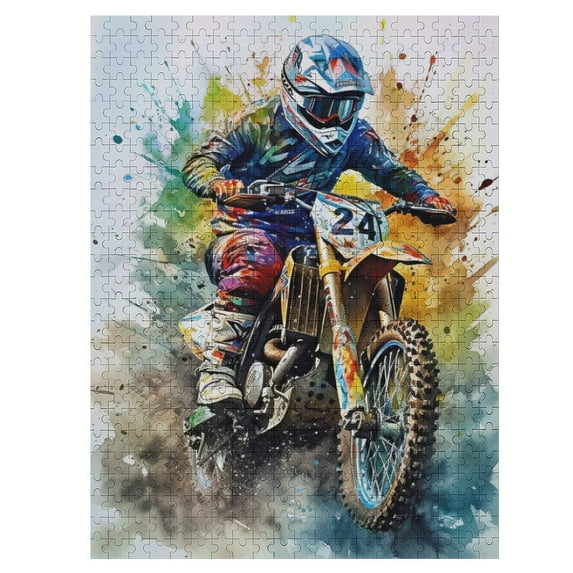 500 PCS Jigsaw Puzzle Dirt Bike Motorcycle Race Wooden Puzzle Challenging Game Fun Artwork For ...