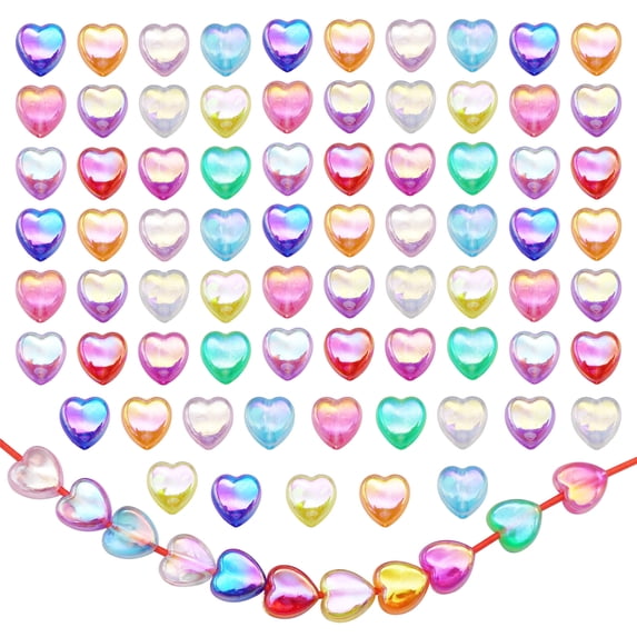 500 PCS Mixed Lots Acrylic Heart Shape Loose Beads, 9mm Plastic Spacer ...