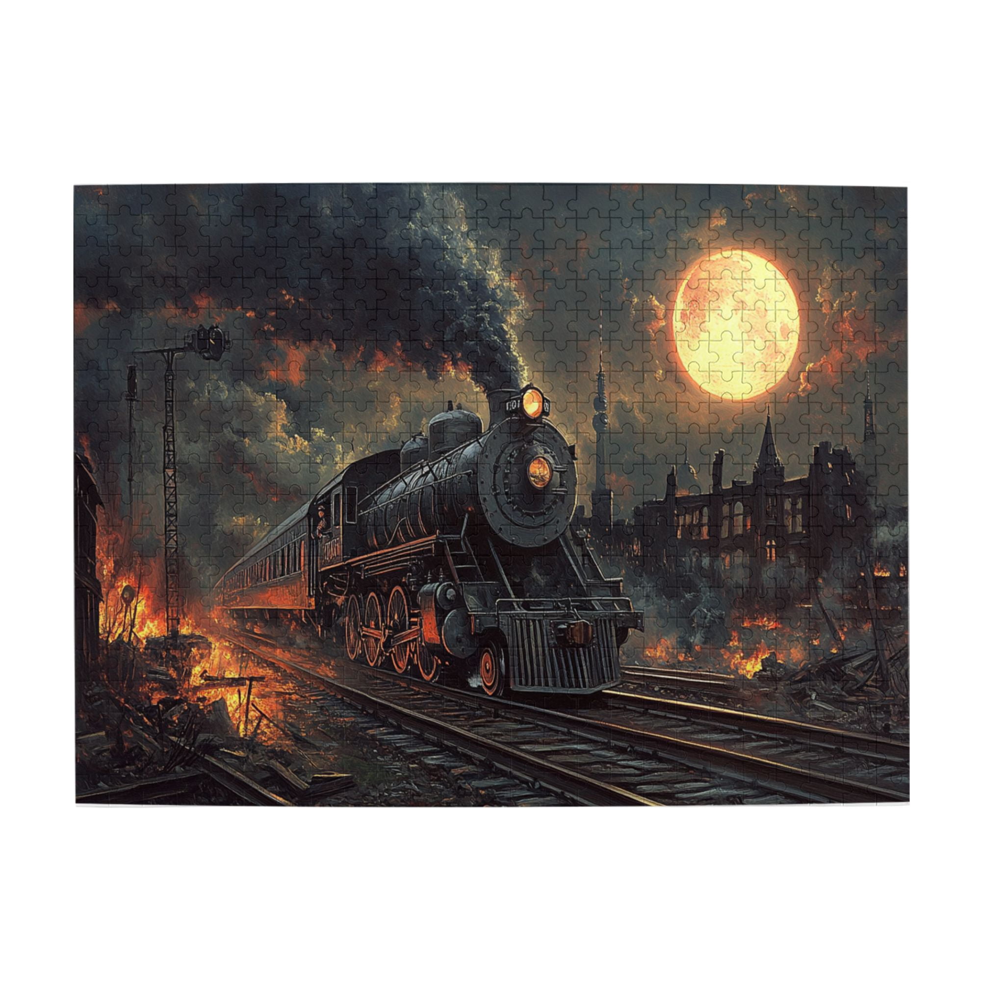 500 PCS Moonlight Steam Train Puzzles For Adults 500 Pieces,Funny ...