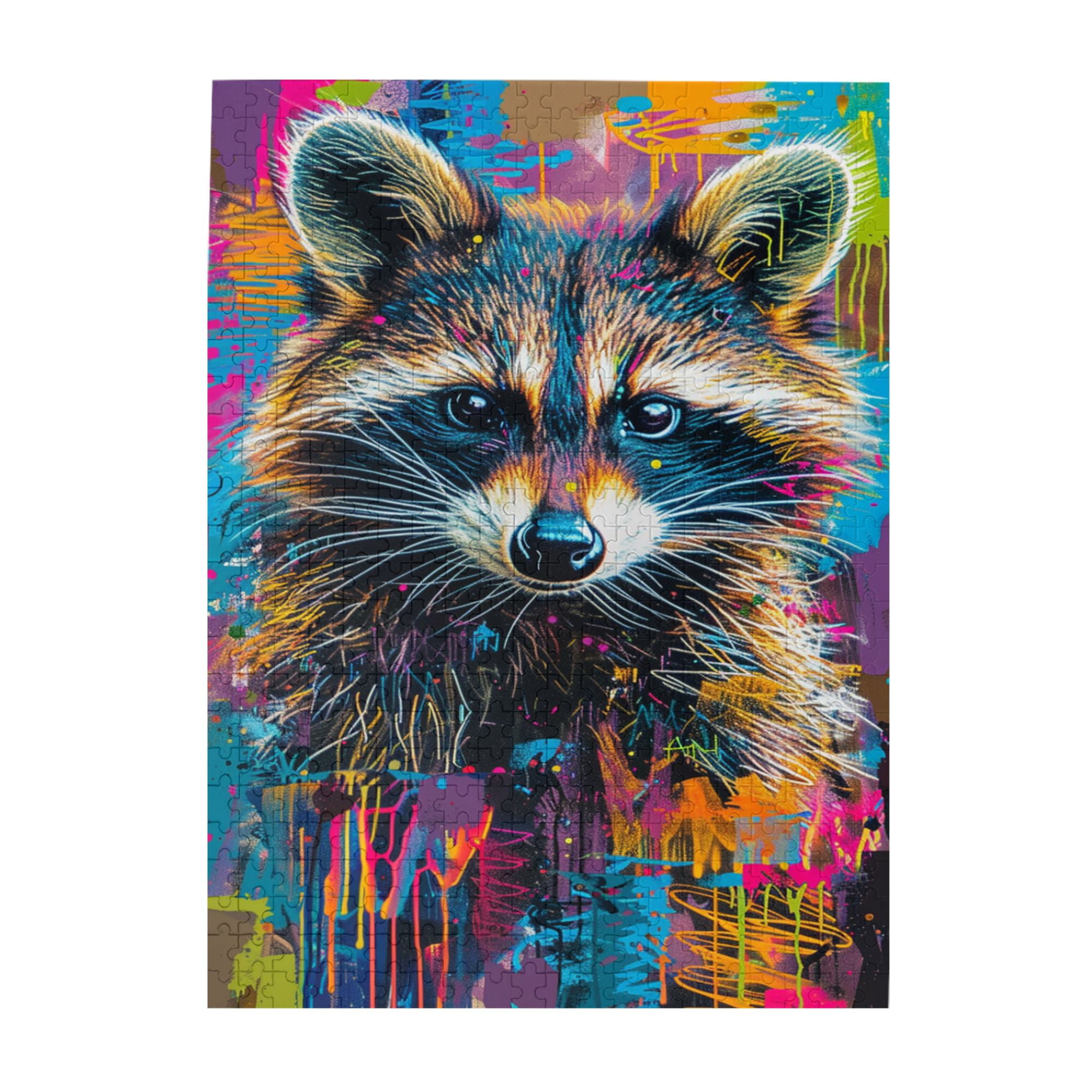 500 PCS 500 Piece Animal Jigsaw Puzzles Lovely Raccoon Graffiti ...