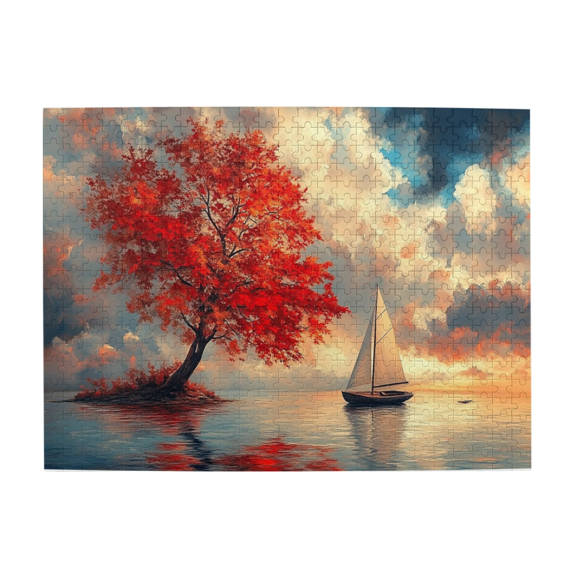 500 PCS 500 Piece Wooden Jigsaw Puzzles The Tranquil Boat And Trees ...