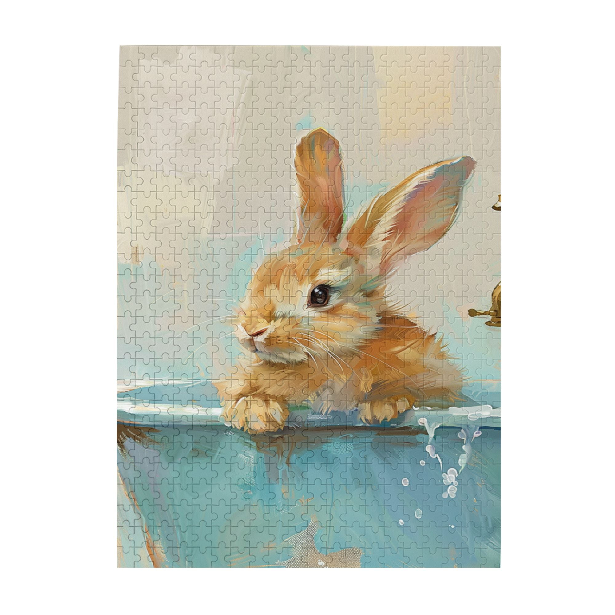 500 PCS 500 Piece Wooden Puzzles Bathing Time of Rabbits,Brain ...