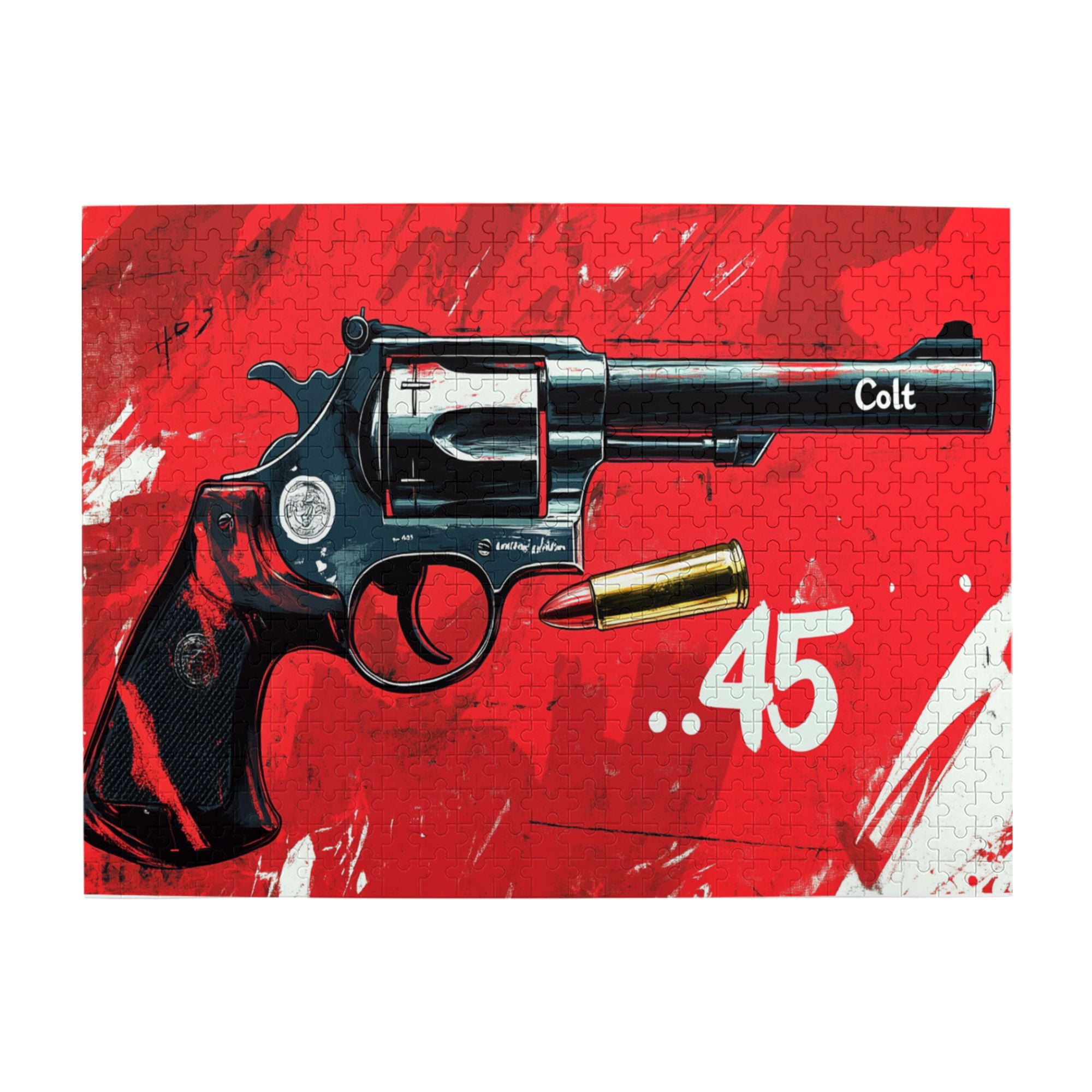500 PCS 500 Piece Wooden Puzzles Red Revolver & Bullets,Vibrant Colors ...