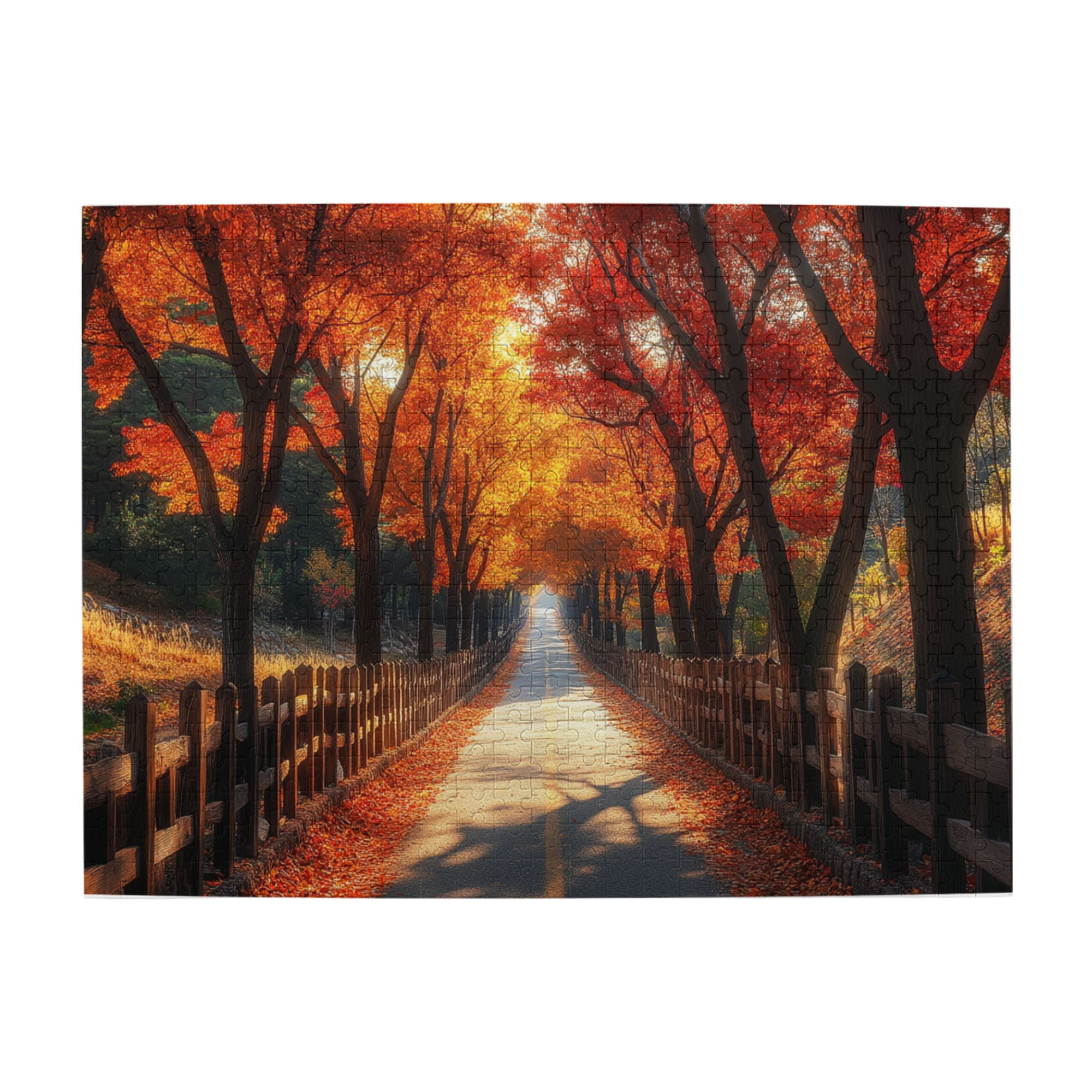 500 PCS 500 Piece Wooden Puzzles The Autumn Path Scenery,Classic Autumn ...